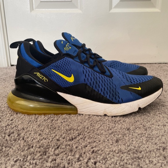 Nike | Shoes | Size3 Nike Air Max 27 Mens Blue Yellow Warriors ...